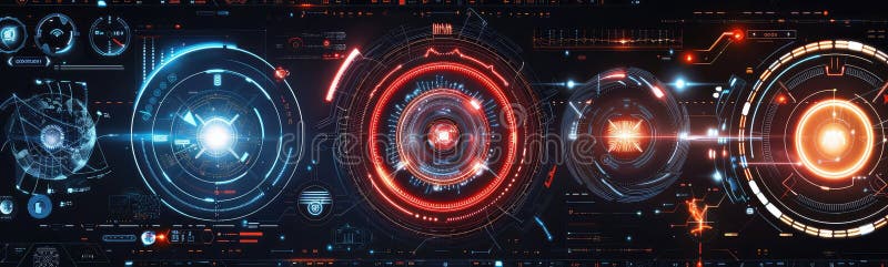 Futuristic Technology Wheels on Black Background Stock Image - Image of ...