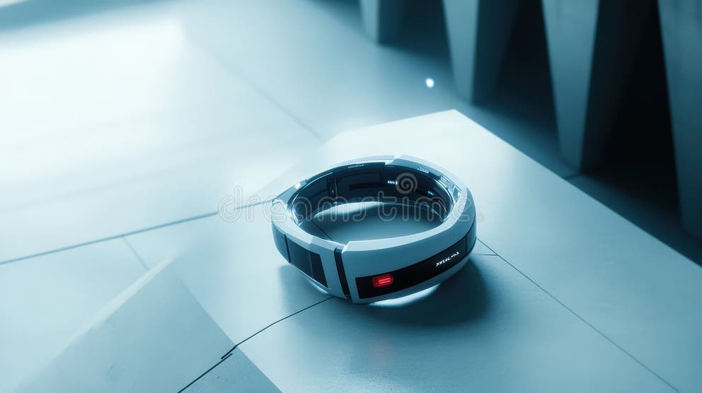 Futuristic Technology Wristband Device Displayed on a Table Stock ...