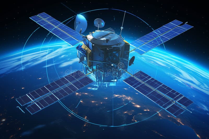 Futuristic Telecom Satellite Projects Data Hologram for Internet, GPS ...