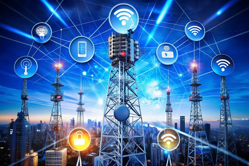 "Futuristic Telecommunication Tower with Digital Connectivity and ...