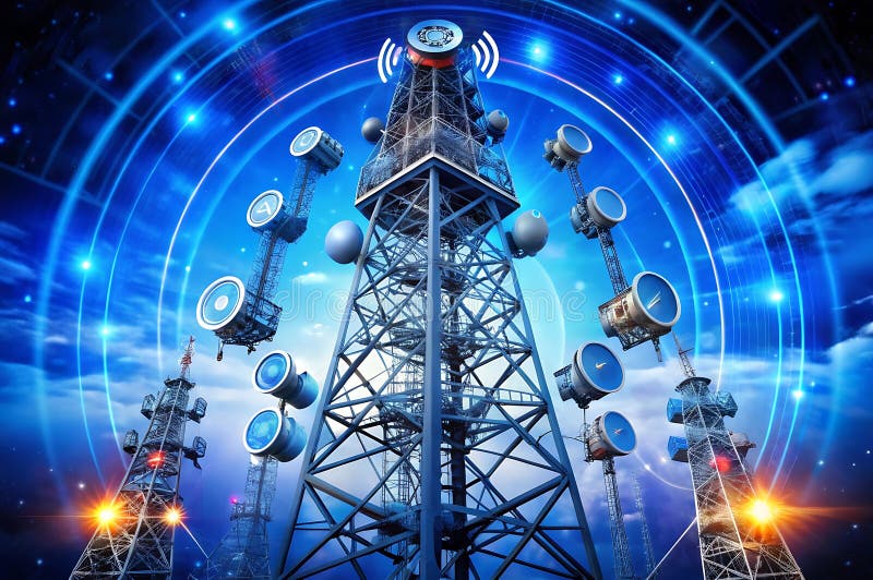 "Futuristic Telecommunication Tower with Digital Connectivity and ...