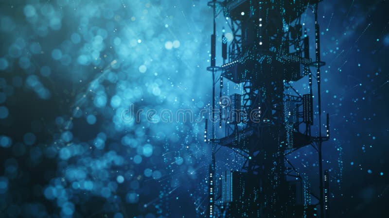 Futuristic Telecommunication Tower Sending Data through Digital Network ...