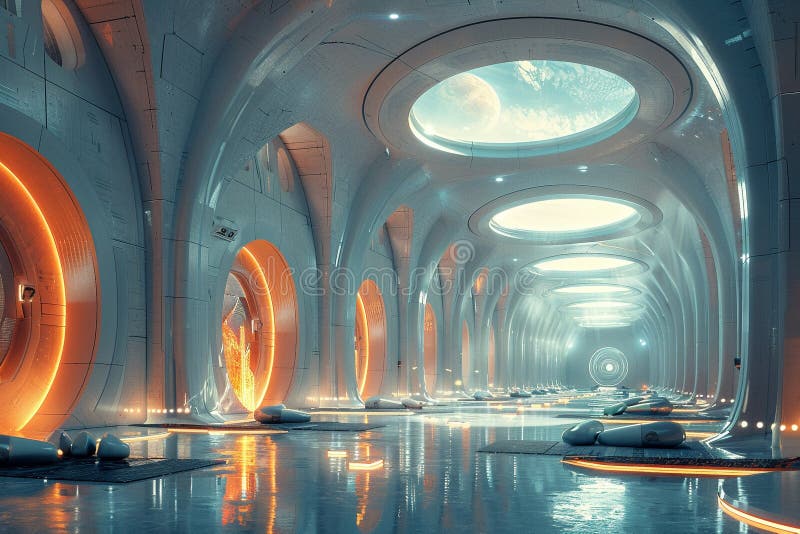 Futuristic Teleportation Hub with Sleek Design Dynamic Lighting Stock ...