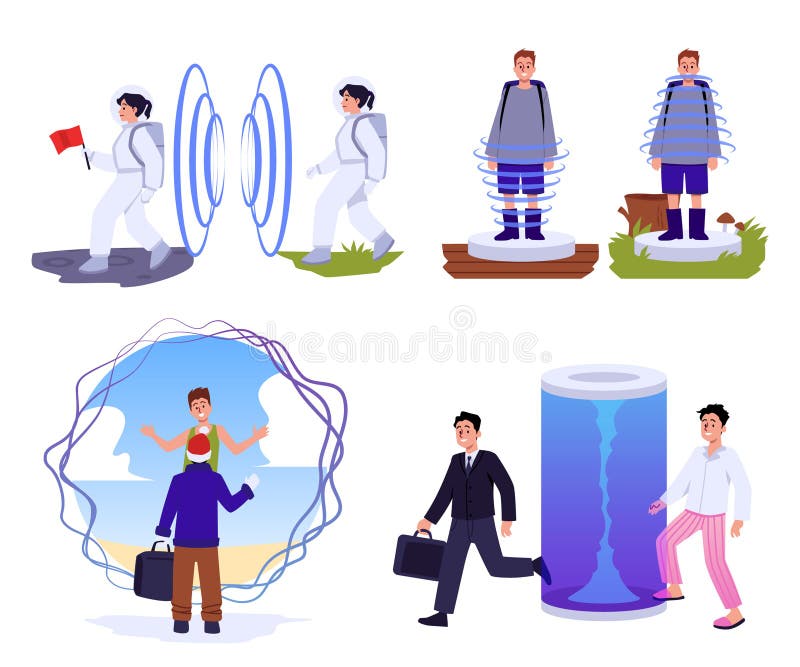 Futuristic Teleportation Technology Vector Set Stock Vector ...