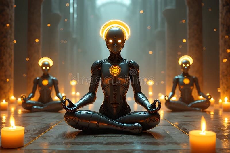 Inside a Futuristic Temple, Towering Robot Guardians Sit in Deep ...