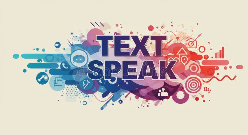 Futuristic Text Speak Typography with Abstract Digital Elements Stock ...