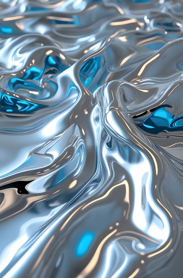 Futuristic Texture Featuring Dynamic Silver Tones and Liquid-like ...