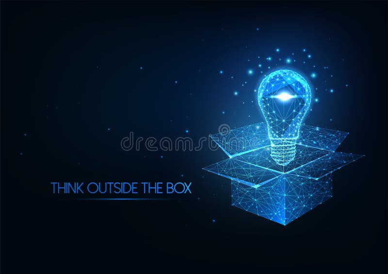 Futuristic Thinking Outside the Box Concept with Glowing Low Polygonal ...