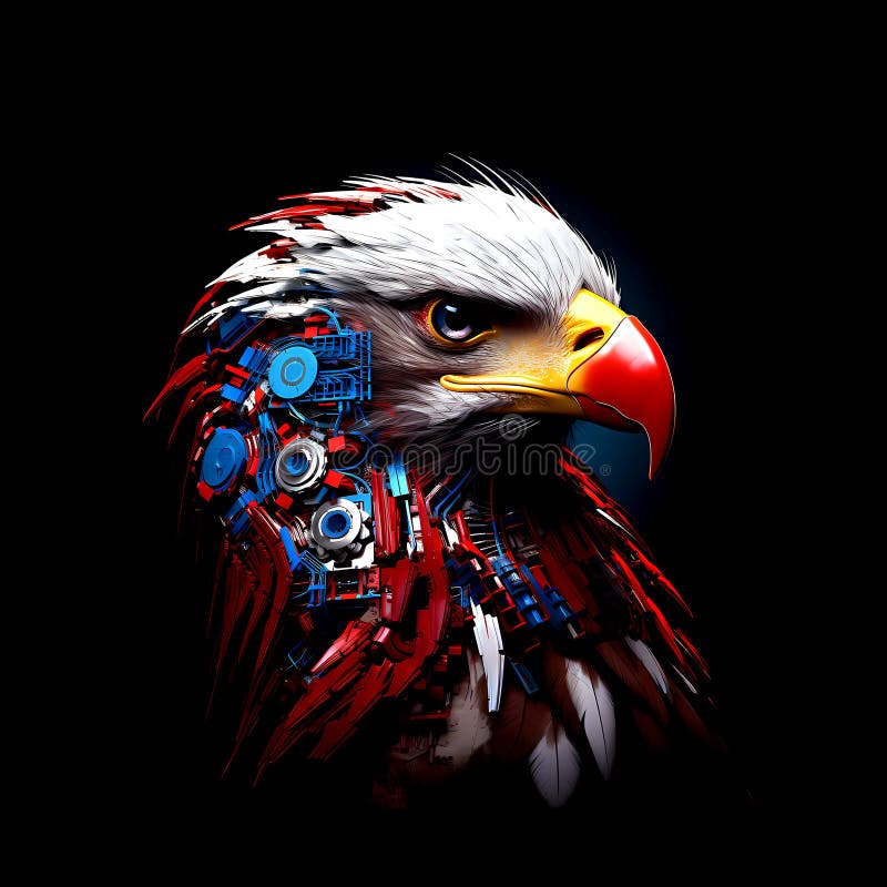 Futuristic Three Colors Eagle Head Stock Illustration - Illustration of ...