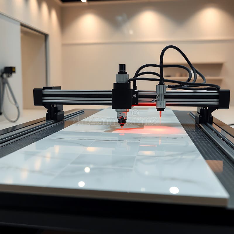 A Futuristic Tile Cutter with a Laser Guided Cutting System Cutting ...