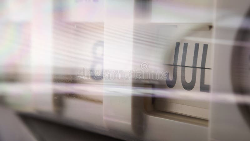 Futuristic Time-lapse White Flip Calendar Clock in Speed Light Trail in ...