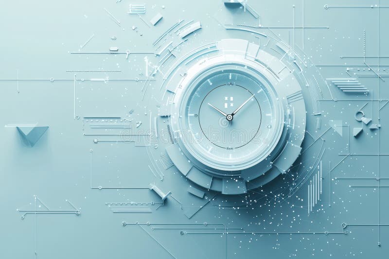 Futuristic Time Management App Interface with Abstract Digital Clock ...