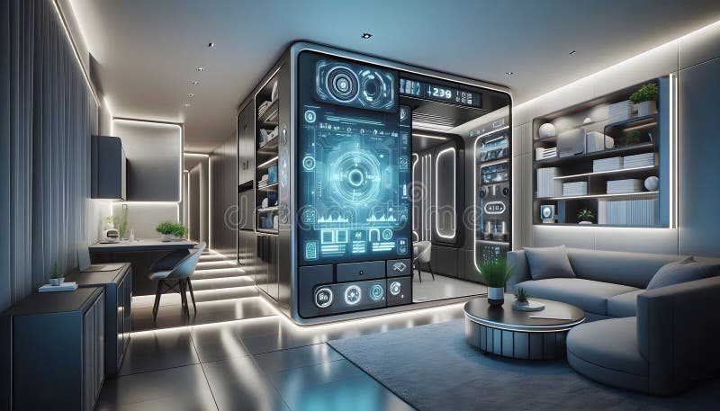 Futuristic Tiny Home Interior Combining Home Automation Metallic ...