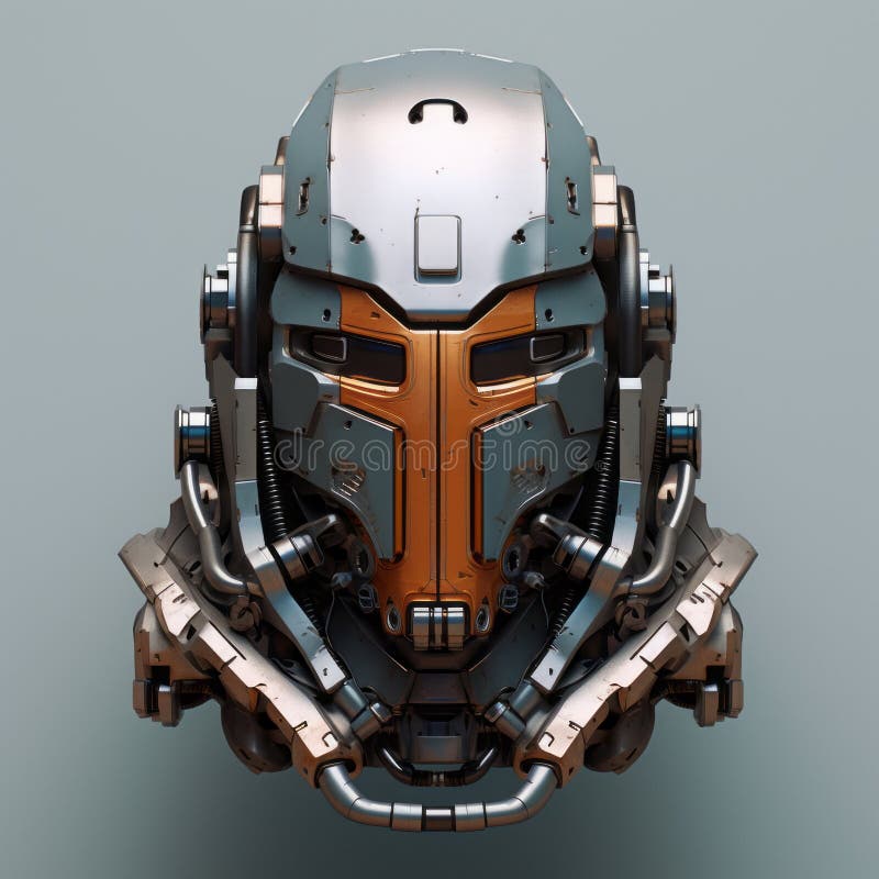 Futuristic Titanium Robot Head Helmet with Geometric Design Stock ...
