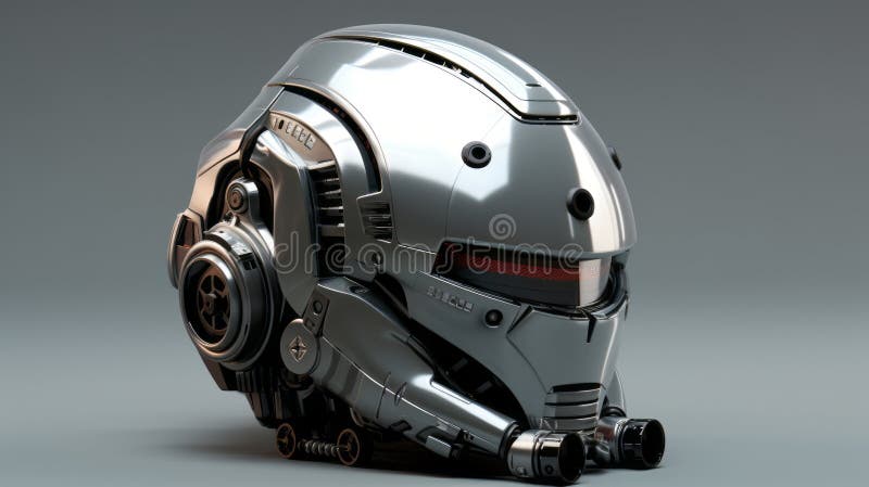 Futuristic Titanium Sci-fi Robot Helmet with Chrome Reflections Stock ...