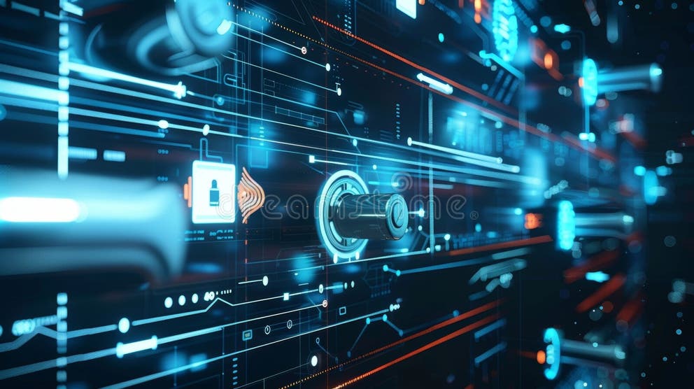 Futuristic Toggle Switch Activating Digital Security System with ...