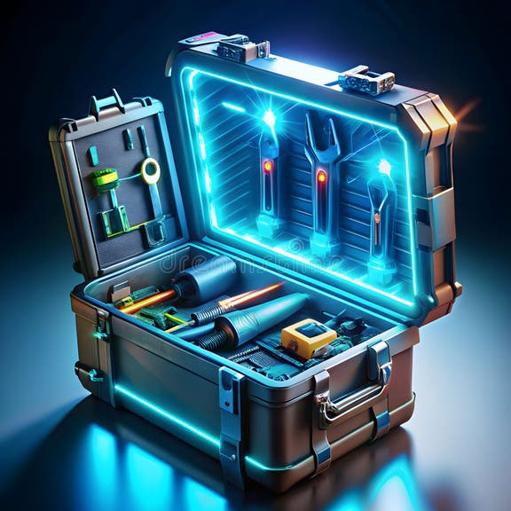 A Futuristic Toolbox Filled with Glowing, High-tech Tools, Showcasing ...