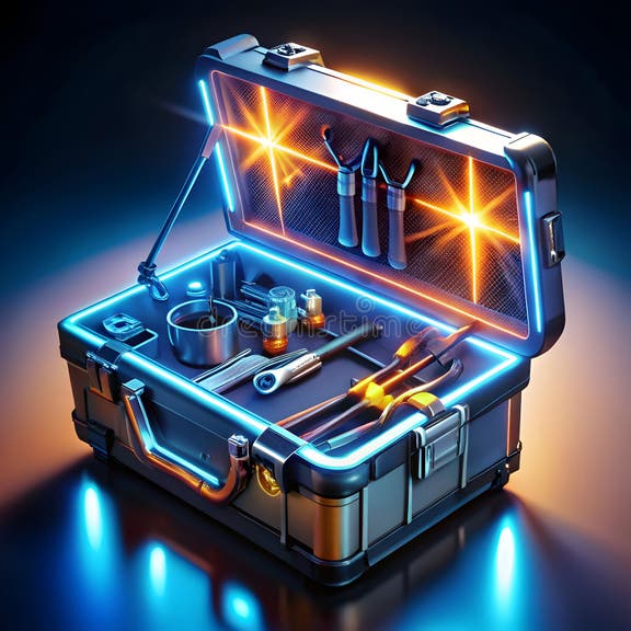 A Futuristic Toolbox Filled with Glowing, High-tech Tools, Showcasing ...