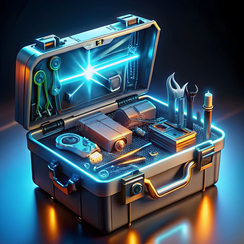 A Futuristic Toolbox Filled with Glowing, High-tech Tools, Showcasing ...