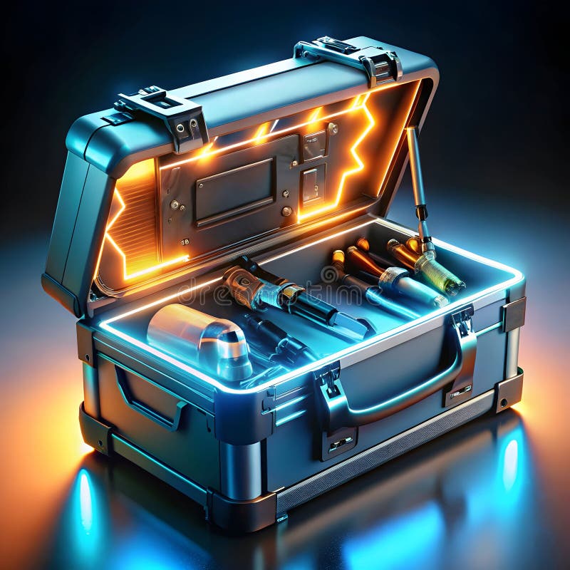 A Futuristic Toolbox Filled with Glowing, High-tech Tools, Showcasing ...