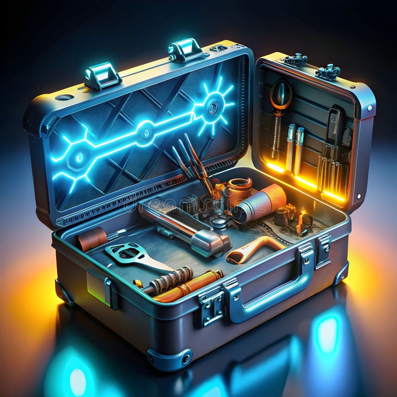 A Futuristic Toolbox Filled with Glowing, High-tech Tools, Showcasing ...