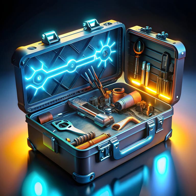 A Futuristic Toolbox Filled with Glowing, High-tech Tools, Showcasing ...