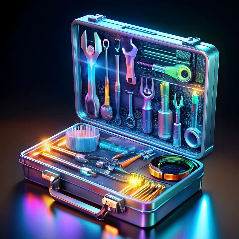 A Futuristic Toolbox Filled with Glowing, High-tech Tools, Showcasing ...