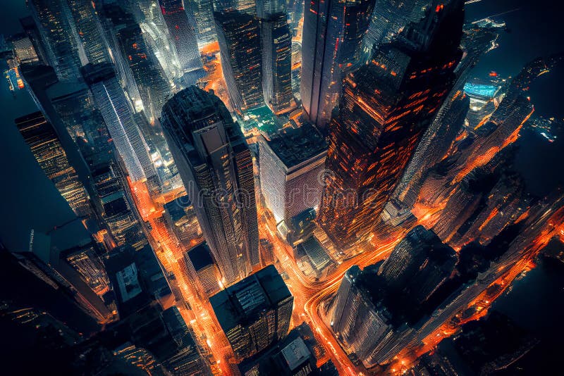 Futuristic Top View of the City of the Future with Skyscrapers. 3d ...