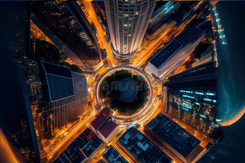 Futuristic Top View of the City of the Future with Skyscrapers. 3d ...