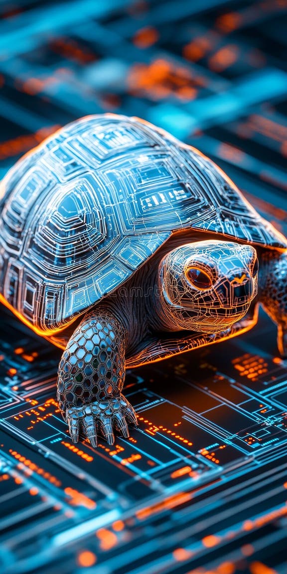 Futuristic Tortoise Navigating the Digital Realm Technology, Innovation ...