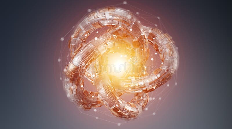 Futuristic Torus Technology Textured Object 3d Rendering Stock
