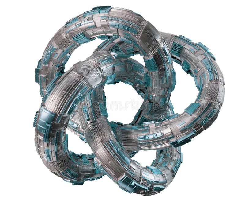 Futuristic Torus Technology Textured Object 3D Rendering Stock ...