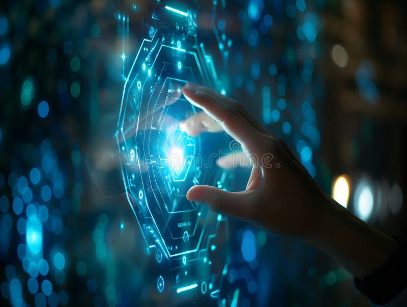 Futuristic Touch Interface Activation Stock Image - Image of artificial ...