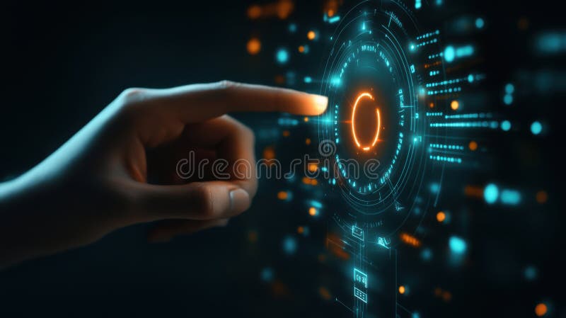 Futuristic Touch Interface Concept with Hand in Digital Environment for ...