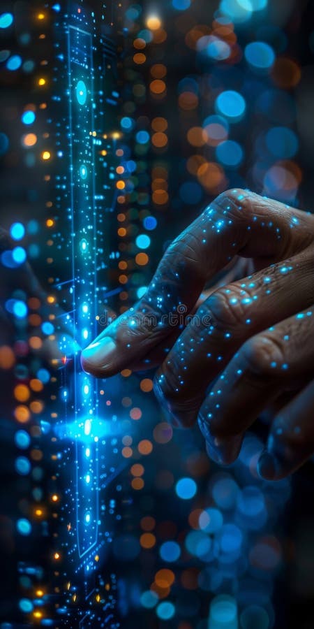 Futuristic Touch Interface with Glowing Blue and Orange Lights ...