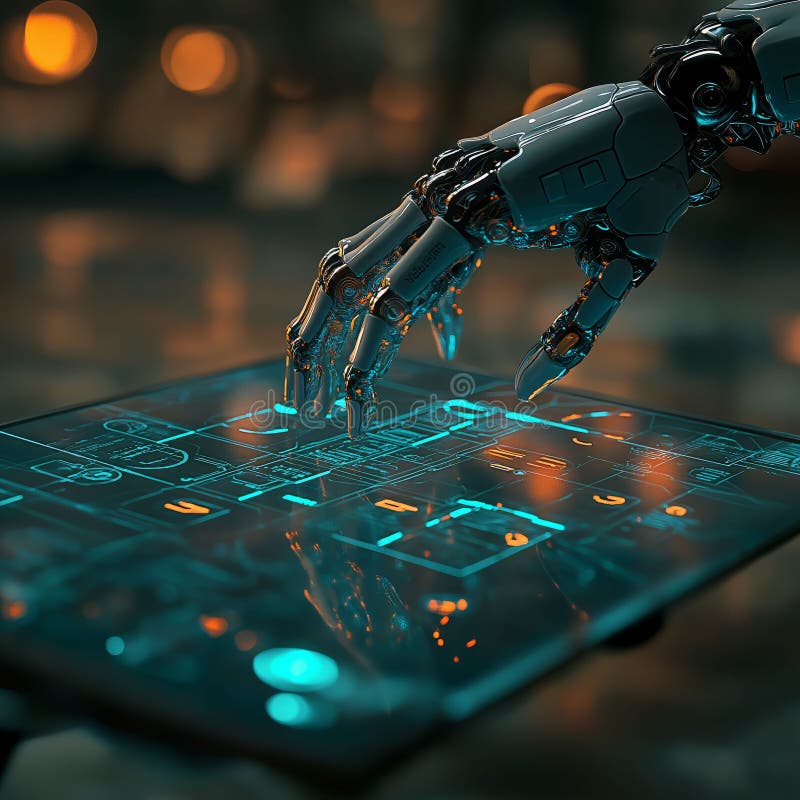 Futuristic Touch: a Robotic Hand Interacts with a Vibrant Touchscreen ...