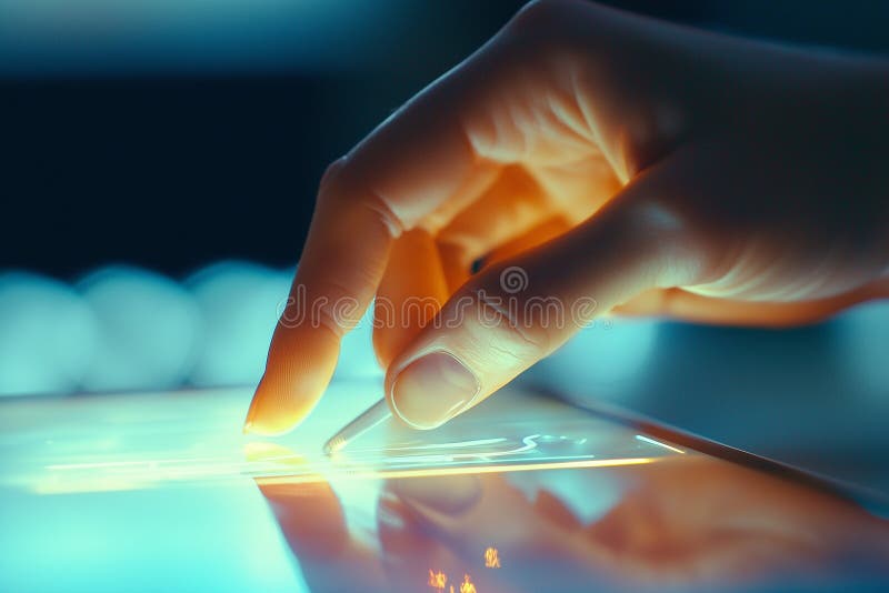 Futuristic Touch Screen Interaction Stock Illustration - Illustration ...