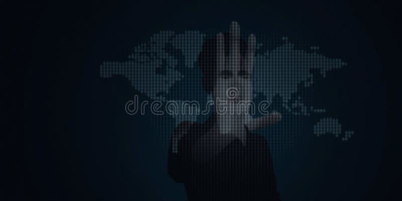 Futuristic Touch Screen Interface with Digital Hand Gesture Stock ...