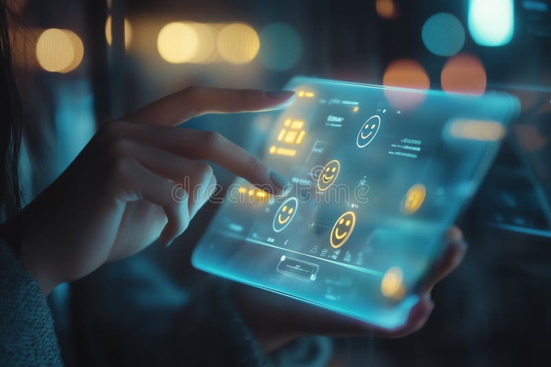 Futuristic Touchscreen Interaction Stock Illustration - Illustration of ...