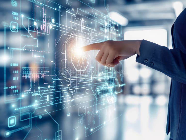 Futuristic Touchscreen Interface in Business Environment Stock Photo ...