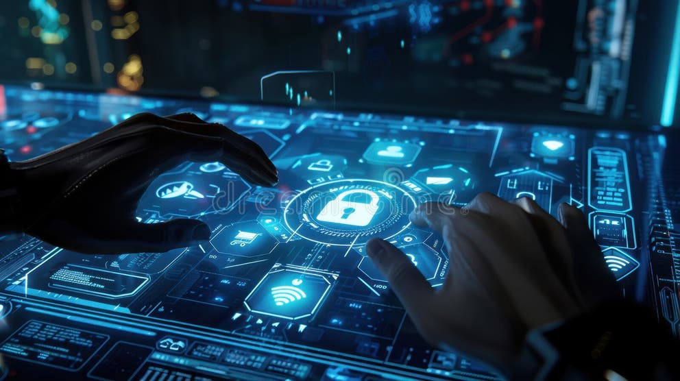 The Futuristic Touchscreen with Padlock.AI Generated Image Stock Image ...