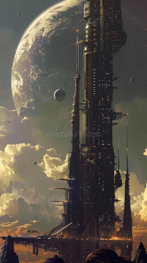 Futuristic Tower Against Alien Planetary Sky: Exploring Sci-fi ...