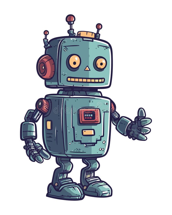 Futuristic Toy Robot Standing Cheerful Stock Vector - Illustration of ...