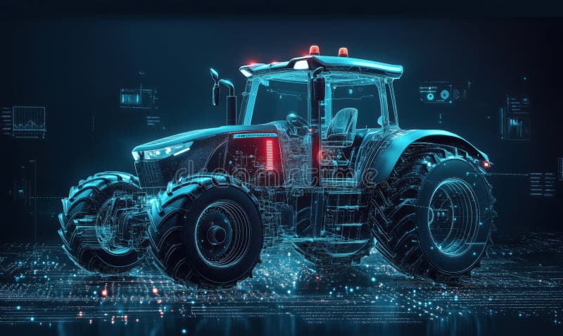 Futuristic Tractor Design with Holographic Elements, Showcasing ...