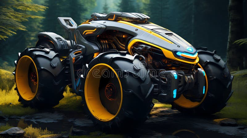 Futuristic Tractor Hyperrealistic 3D-Style Concept Stock Illustration ...