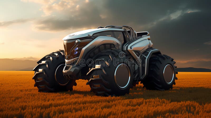 Futuristic Tractor Hyperrealistic 3D-Style Concept Stock Illustration ...
