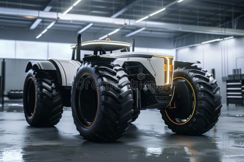 Futuristic Tractor in a Modern Industrial Setting. Sleek Design and ...