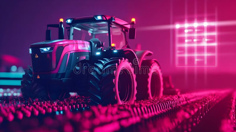 Futuristic Tractor in Neon Colors, Highlighting the Intersection of ...