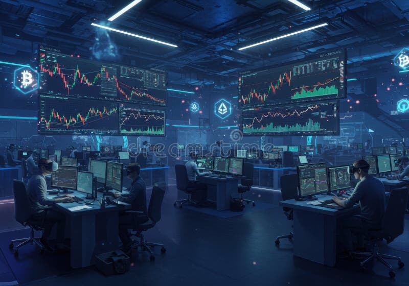 Futuristic Trading Dashboard with Candlestick Graph Stock Illustration ...