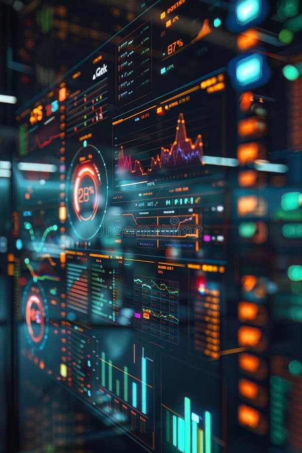 A Futuristic Trading Dashboard with Holographic Displays of Financial ...